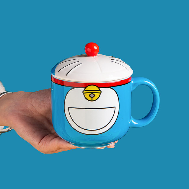 Doraemon with lid water cup couple coffee cup cartoon mug robot cat ...