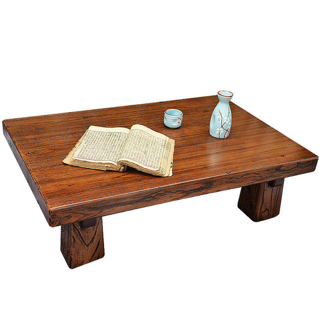 Elm Kangji Zen Chinese solid wood tea table bay window small table Kang ...