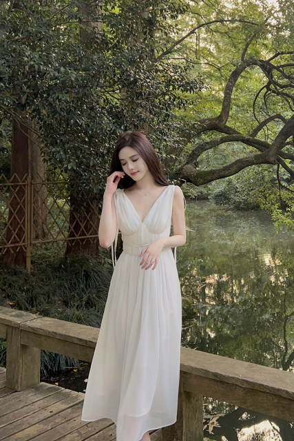 nicky {30% off for a limited time} white sleeveless high-waisted dress ...