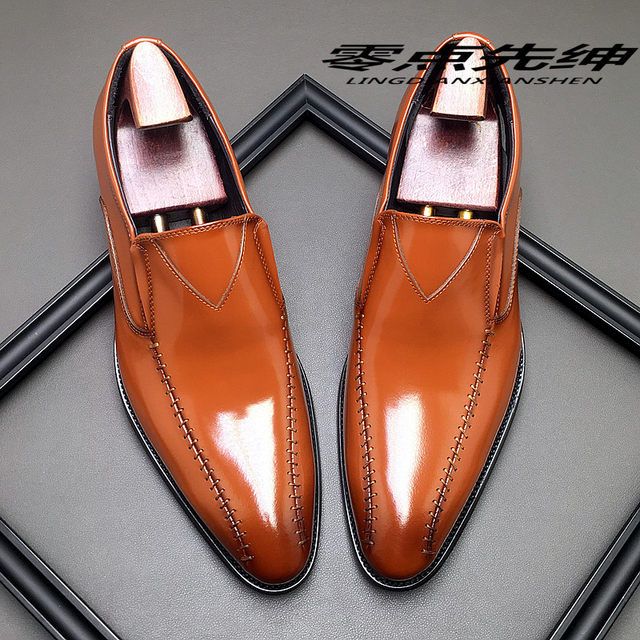 New style British pointed leather shoes for men with genuine leather ...