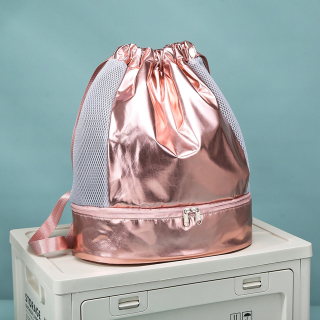 Pearlescent glossy fitness backpack for women, wet and dry separation, swimming sports equipment ...