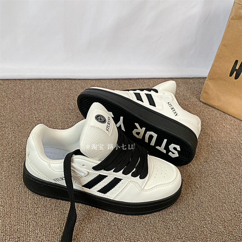 Original low -gang white black color -colored bread shoe female INS ...