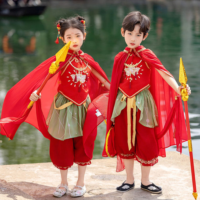 Children's Cos Costume Nezha Red Boy Costume Photo Studio Role Playing ...