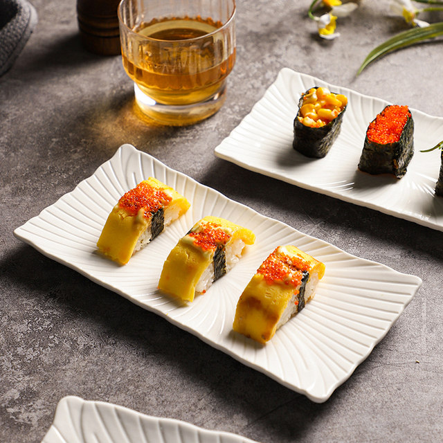 Shedi Simple white rectangular long plate ceramic dim sum, Western ...