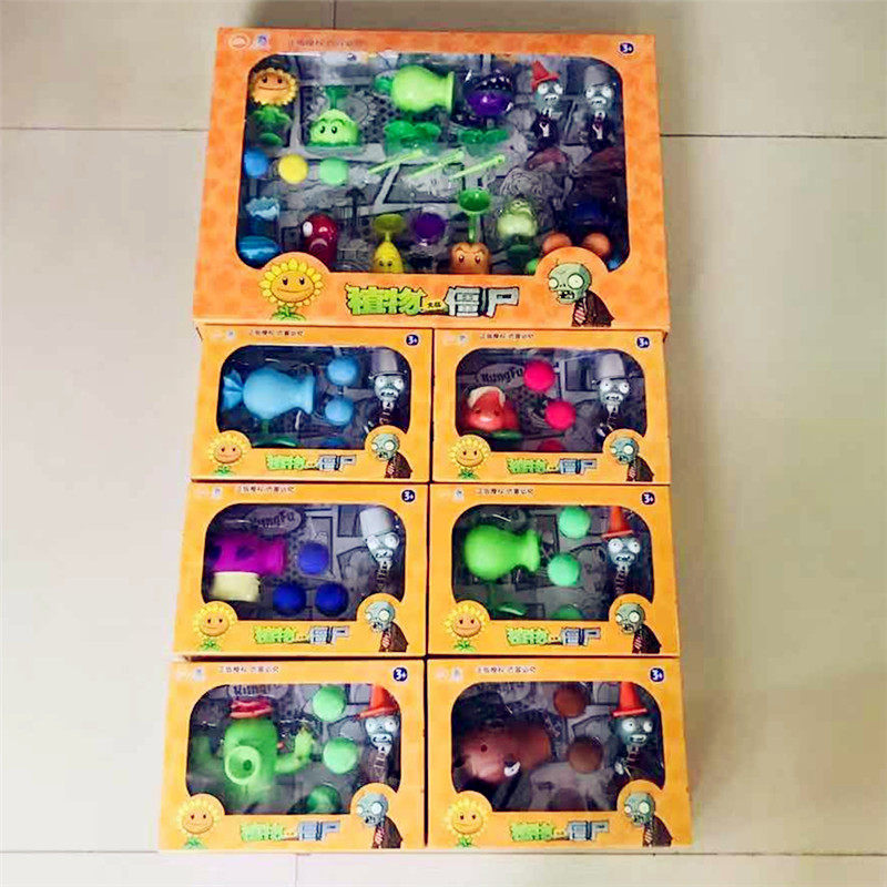 Plants vs. zombies toy set med foam bullet launcher soft doll pea shooter