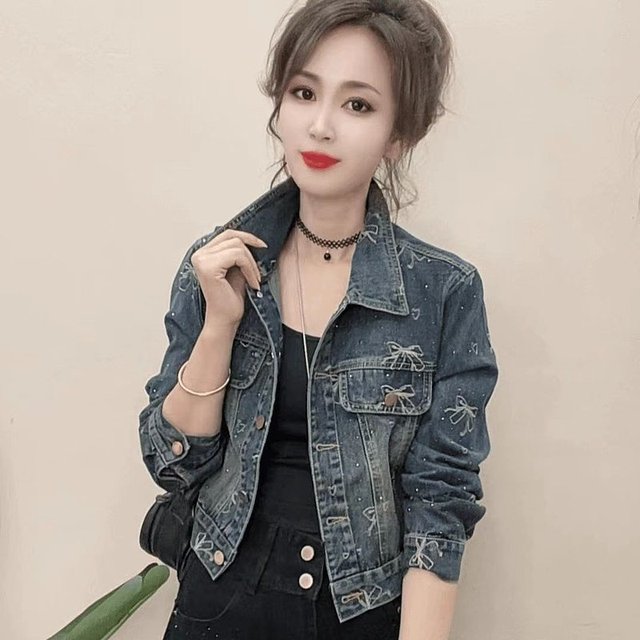 New Hong Kong style retro lapel denim jacket for women 2025 jacket ...