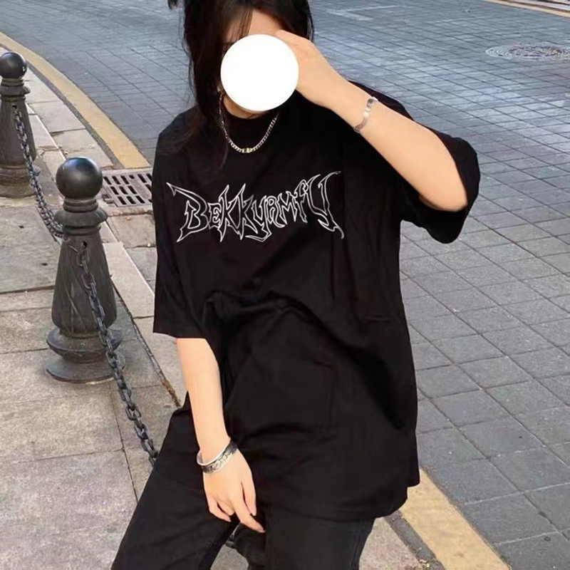Rose cotton short -sleeved T -shirt female loose American retro summer ...