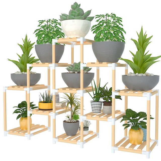 Flower rack indoor solid wood floor-standing storage rack multi-layer ...