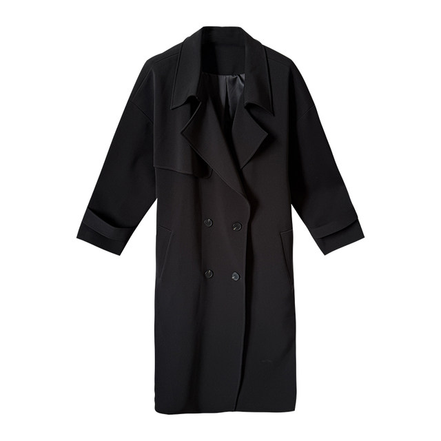 High-end classic lapel double-breasted extra-large windbreaker for fat ...