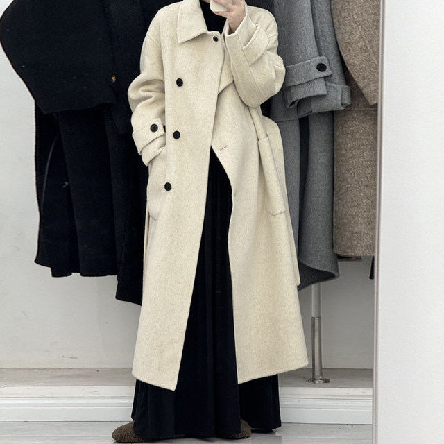 2024 new autumn and winter stand -up collar double -sided wool coat ...