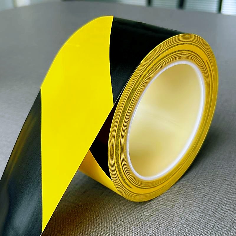 Yellow and Black Warning Tape - PVC Zebra Crossing Line Ground Marking ...