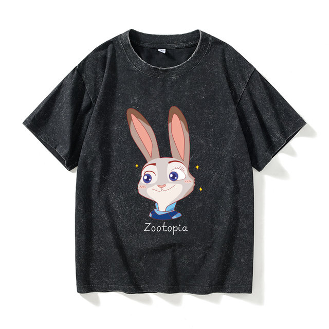 Cartoon cute Crazy Animal City Judnik T -shirt Short -sleeved Black ...