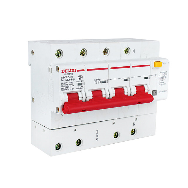 Delixi DZ47LE-125 leakage circuit breaker three-phase four-wire 4P80A100 air open with leakage ...
