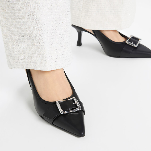CHARLES/KEITH autumn women's shoes CK1-60361511 temperament pointed metal buckle high-heeled toe ...