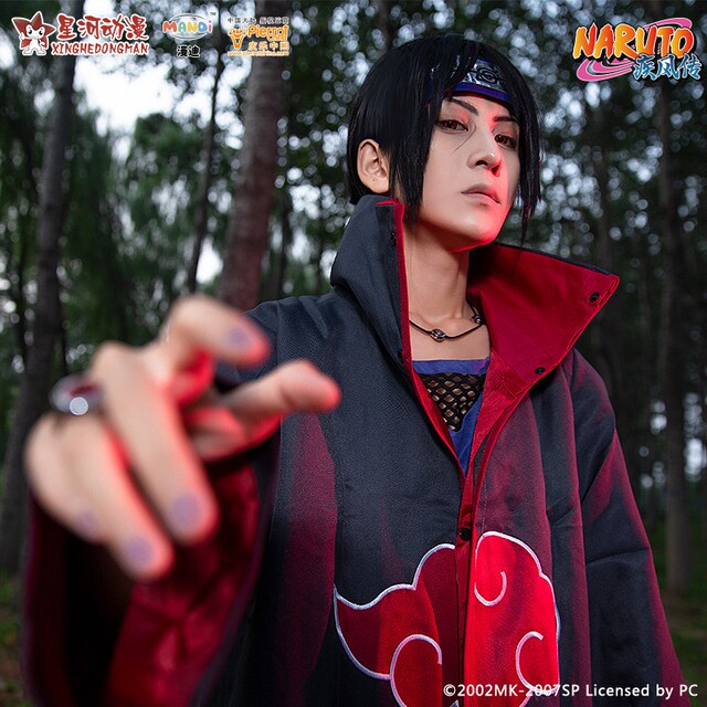 Genuine Akatsuki organization clothes Naruto cos suit Uchiha Itachi red ...