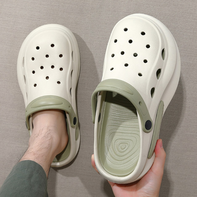 Deodorant hole shoes for men in summer outdoor wear 2025 new thick-soled non-slip wear-resistant ...