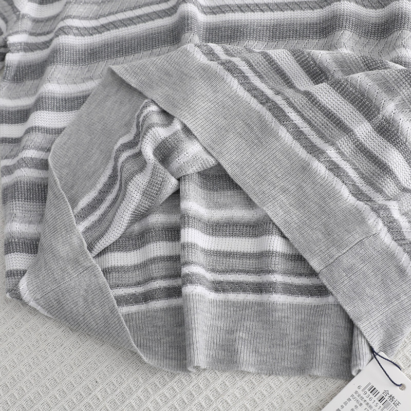 Yijia~ Fashionable and versatile loose and slim striped knitted short ...