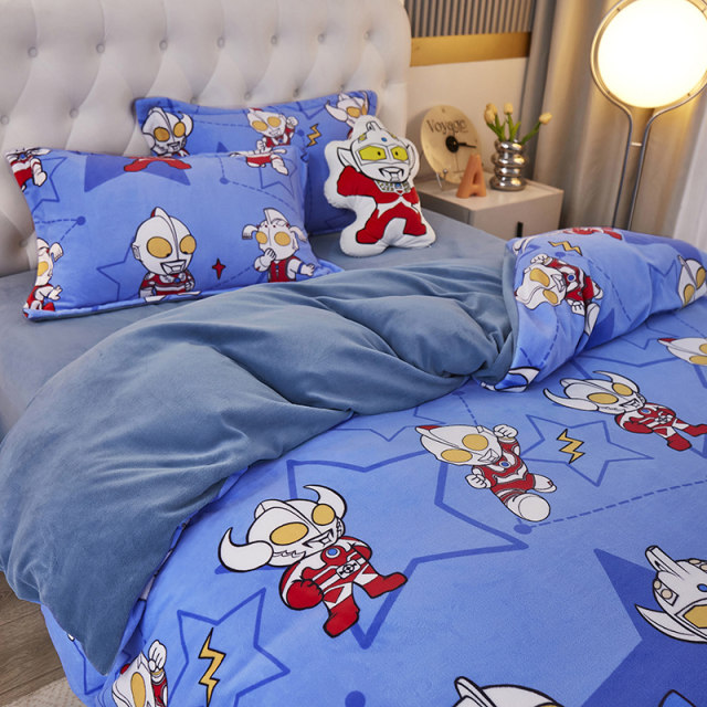 Ultraman children's milk velvet four-piece set for boys winter ...