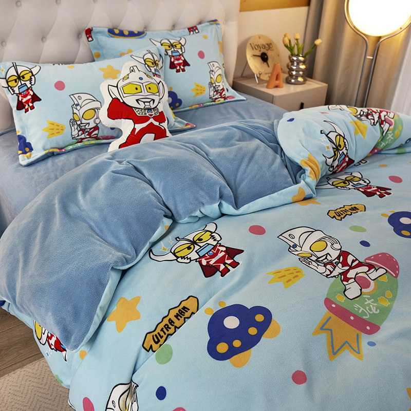 Ultraman children's milk velvet four-piece set for boys winter ...