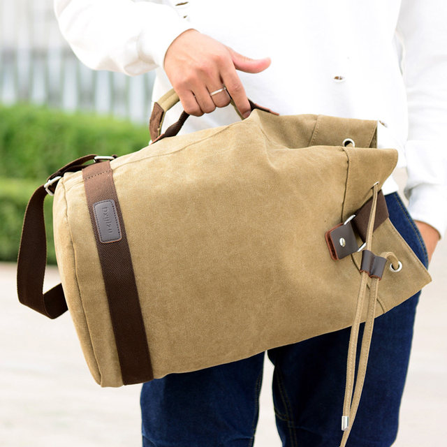 Canvas Bucket Backpack Men's Bag Outdoor Sports and Leisure Large ...