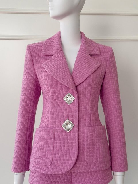 Light luxury women's rose red commuter suit wool tweed woolen coat top ...