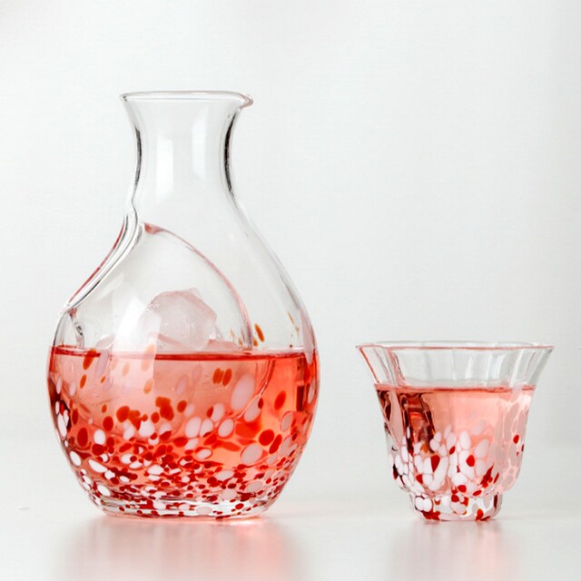 Japanese colored glass sake jug ice wine jug sake cup plum wine set ...