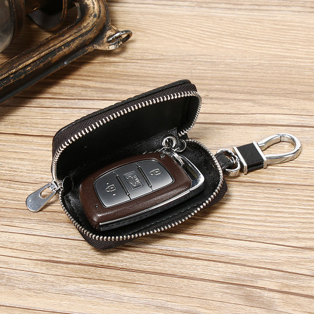 Car key bag men's leather key lock bag personalized zipper leather ...