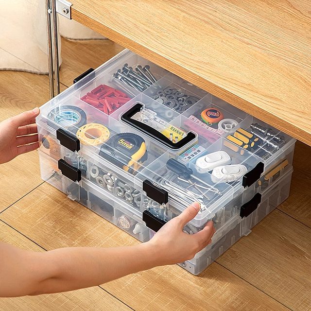 Tool parts box multi-grid portable compartment transparent screw ...