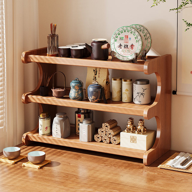 Desktop Bogu rack solid wood Chinese tea set tea cup tea rack storage ...