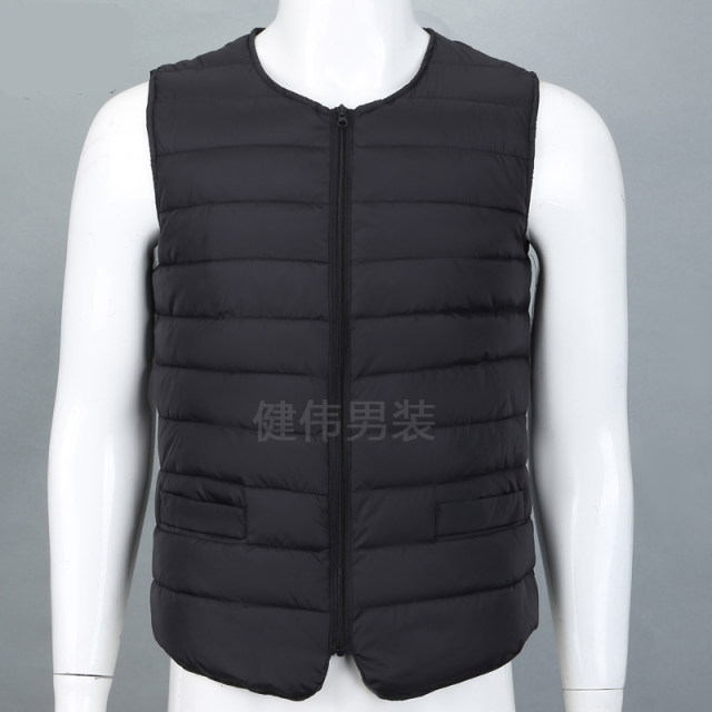 Cotton vest men's down cotton vest, spring, autumn and winter, loose and warm, middle -aged ...