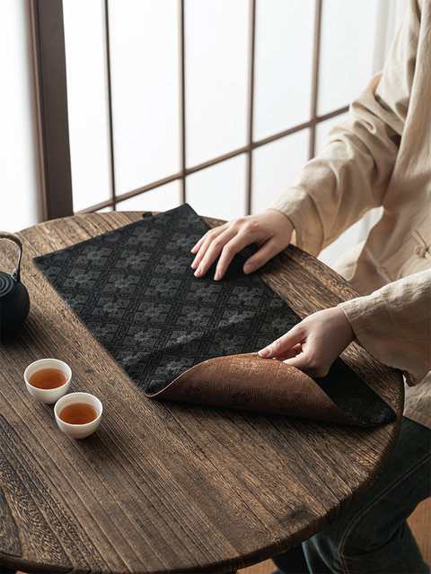 Xiangyunsha tea mat double-sided tussah silk tea table mat new Chinese ...