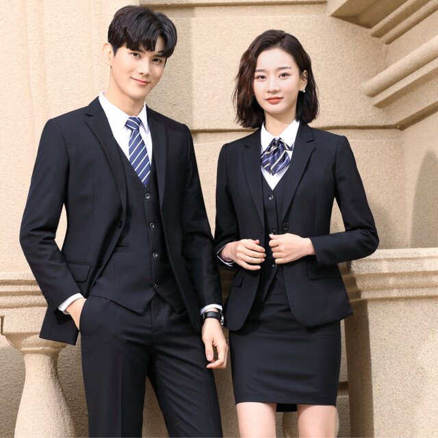 Black business suit suit Men and women's same professional format 4S ...