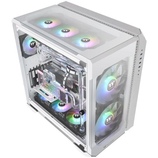 Tt desktop computer water-cooled main case Lich View 51 TG ARGB white ...