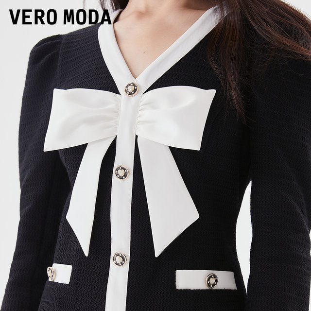 VeroModa dress 2024 spring and summer new style v-neck three-point puff ...