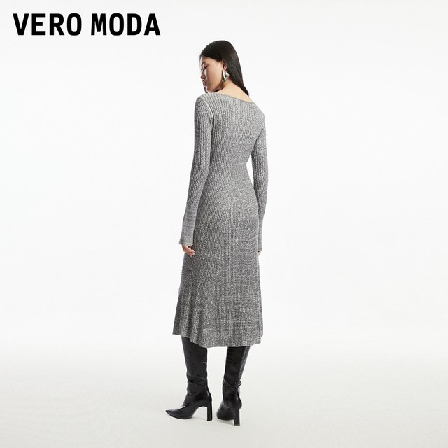VeroModa dress women's 2024 autumn and winter new bell-sleeved knitted slim long umbrella skirt ...