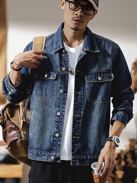 Large size men's autumn and winter new washing cowboy jacket for men's ...
