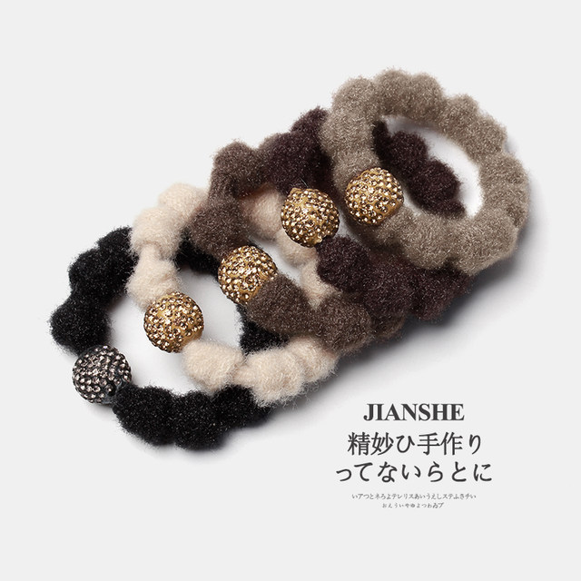 Autumn and winter Maillard color plush hair tie, high elasticity, light ...