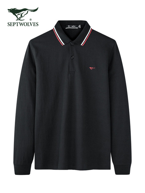 Septwolves Long-Sleeved T-Shirt for Men 2025 Spring New Loose-Fitting ...