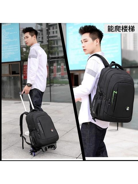 Hand-operated rucksack with pull rod, carryable and towable travel ...