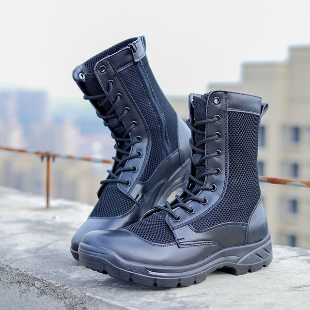 Summer mesh breathable ultra-light zipper combat training boots for men ...