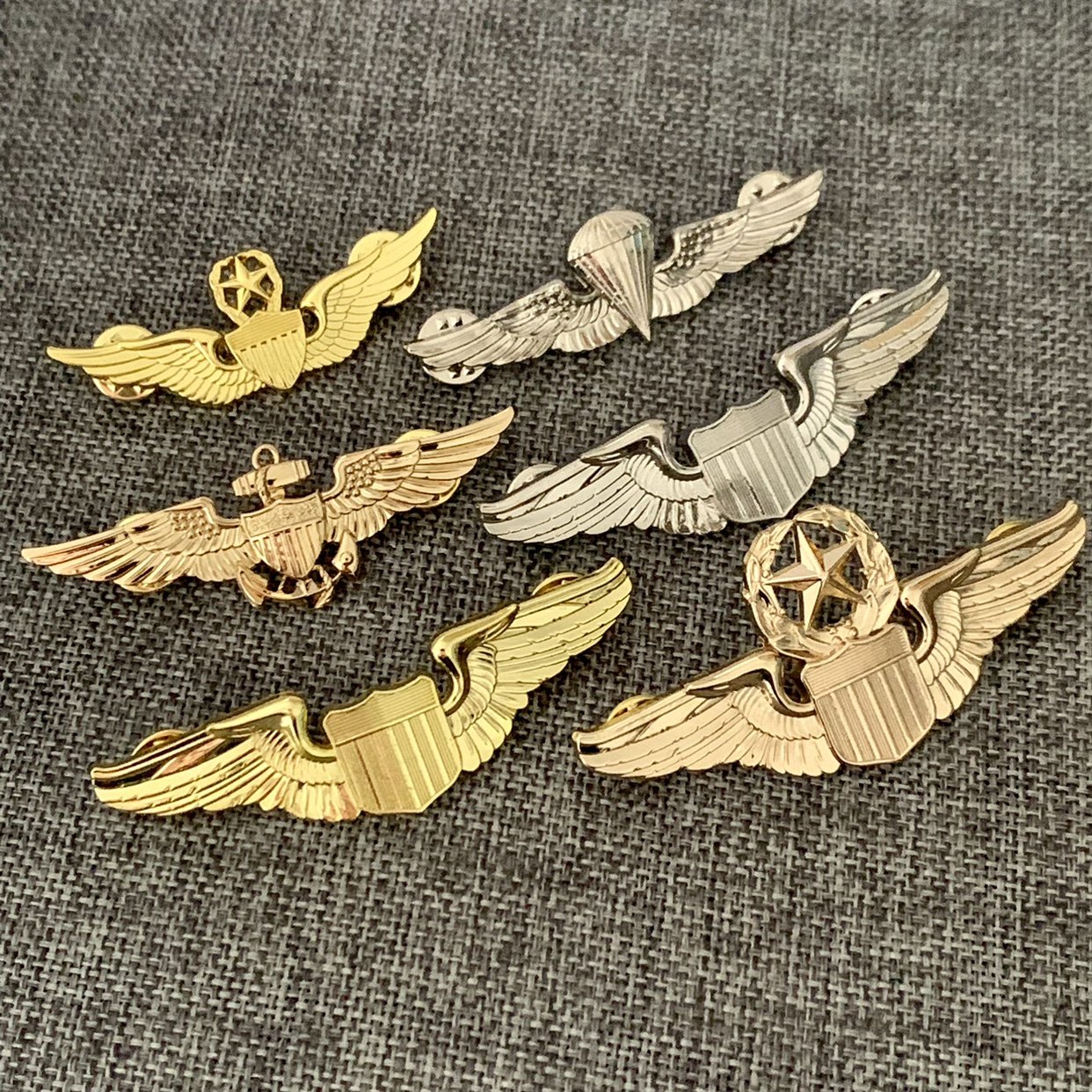 Metal aviation flight badge - เข็มกลัดเหรียญทักษะกระโดดร่มพัดลมทหาร
