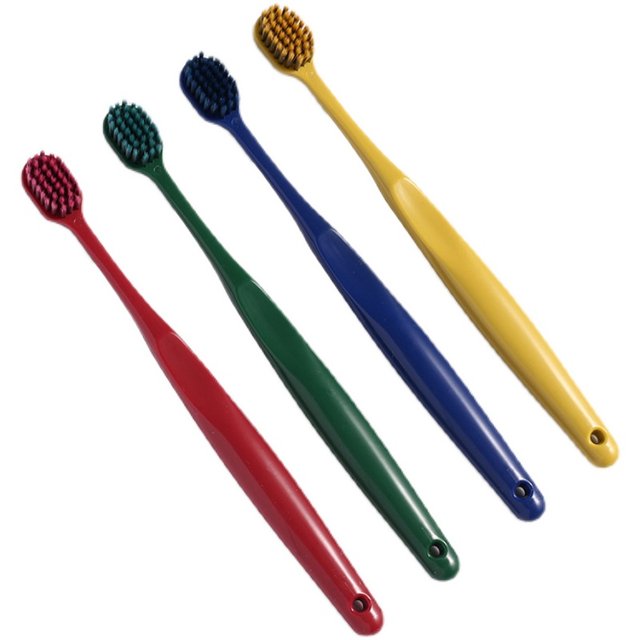Wide-head toothbrush with soft bristles for adult Japanese men and ...