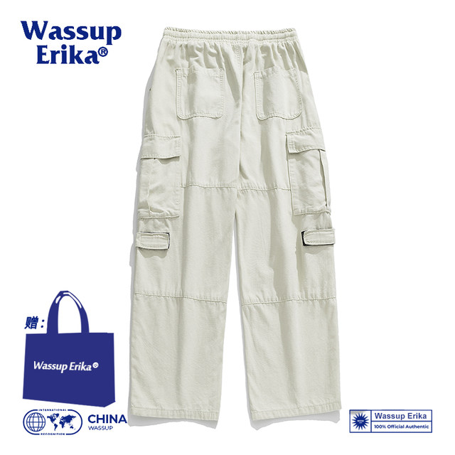WASSUP ERIKA khaki work clothes sweatpants men and women autumn ...