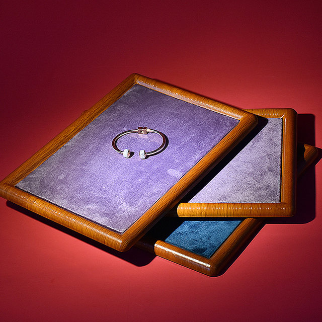 Jinsky velvet jewelry tray jewelry display tray solid wood grain ring ...