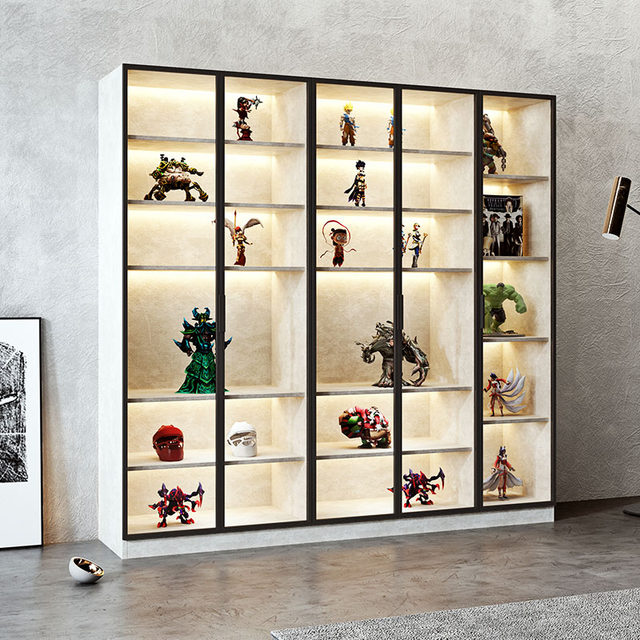 Customized solid wood figure cabinet glass display cabinet with light ...