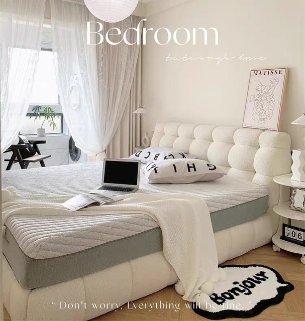 Marshmallow double bed, cashmere modern simple white master bedroom ...