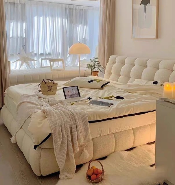 Marshmallow double bed, cashmere modern simple white master bedroom ...