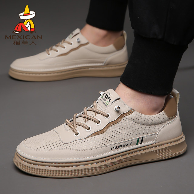 Scarecrow men's shoes for summer breathable genuine leather new casual ...