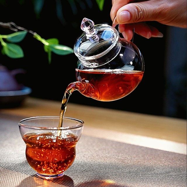 Thickened heat-resistant glass teapot new women's special powder teapot ...