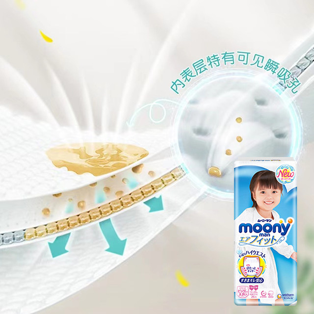 Original imported moony Unija baby pull-up pants XXL 26 pieces female ...